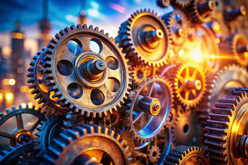 Detailed CloseUp of a Stunning DoubleExposed Clockwork Mechanism a ...