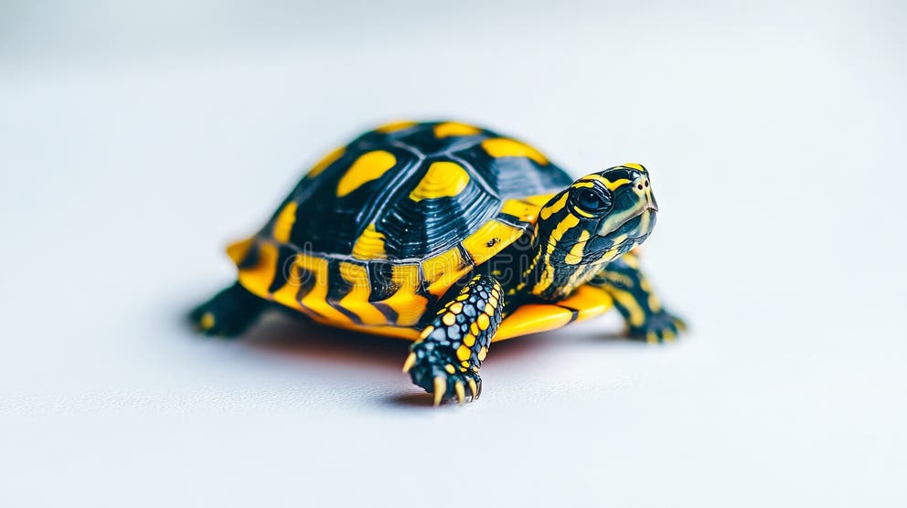 A Detailed Closeup of a Tortoise Set Against a Plain White Background ...