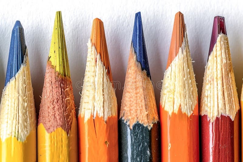 Closeup of Colored Pencils in a Row - Vibrant Art Supplies on White ...