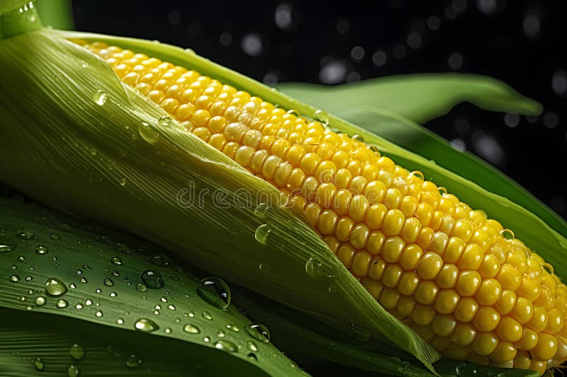 Closeup view of fresh corn stock illustration. Illustration of ...