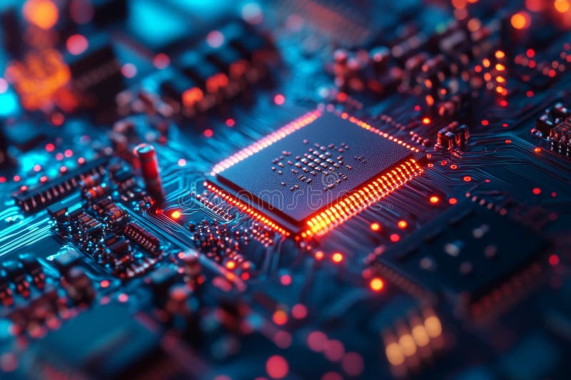A Detailed CloseUp View of a Modern Microchip Featuring Advanced ...
