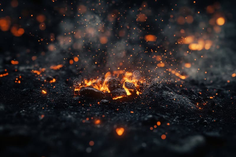A Detailed Close Up View of a Beautiful Fire with Sparks Flying Out ...