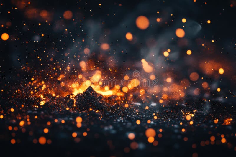A Detailed Close Up View of a Beautiful Fire with Sparks Flying Out ...