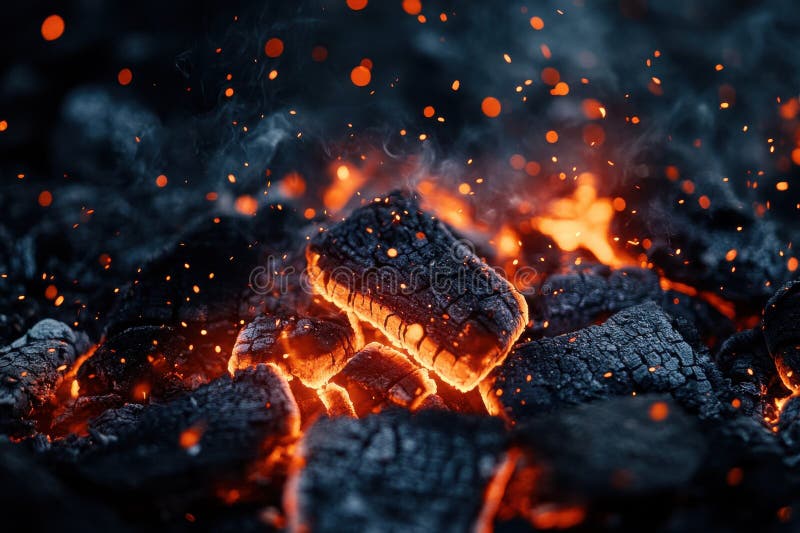 A Detailed Close Up View of a Beautiful Fire with Sparks Flying Out ...