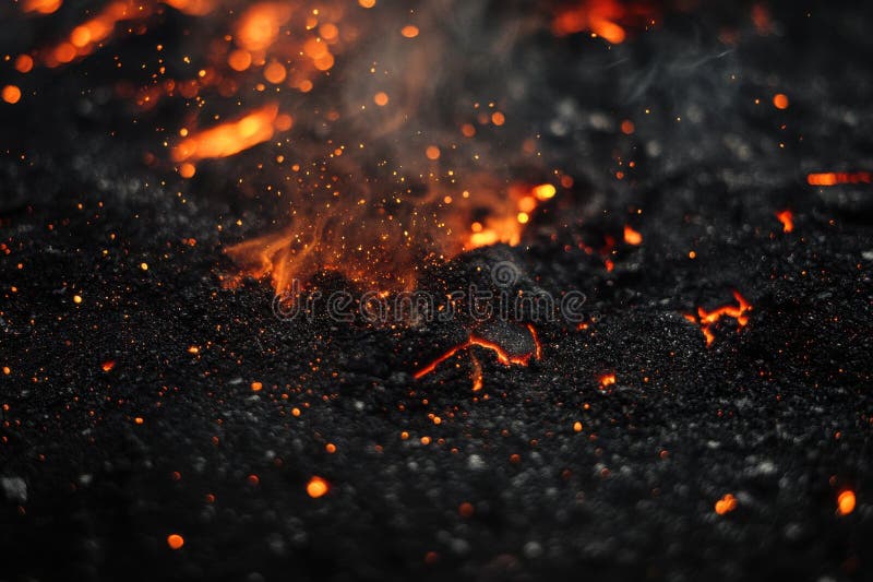 A Detailed Close Up View of a Beautiful Fire with Sparks Flying Out ...