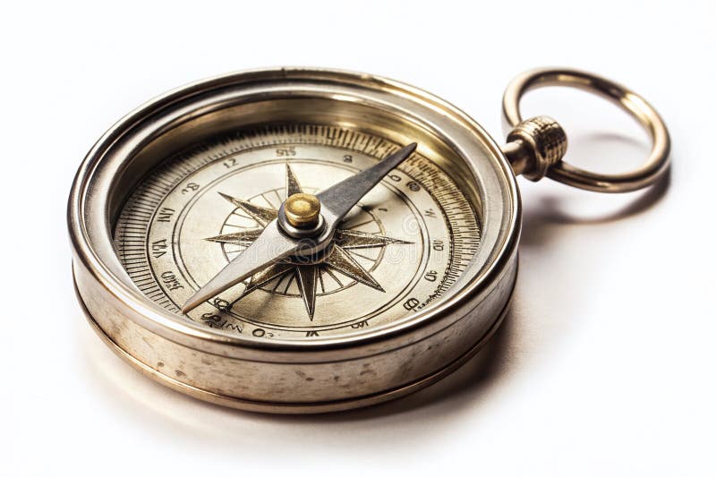 Detailed Closeup of a Vintage Silver Compass Exploring the Intricate ...