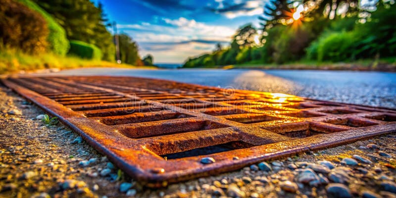 Detailed CloseUp of a Weathered Iron Road Grating a Study in Rust and ...