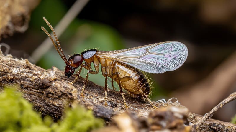 Winged Termite Resting on Twig Forest Environment Close-up Nature ...