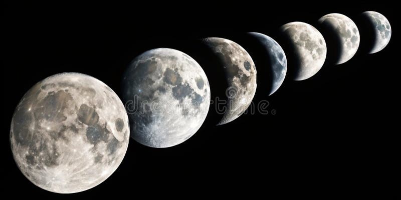 Moon Phases Collage stock illustration. Illustration of moonlight ...