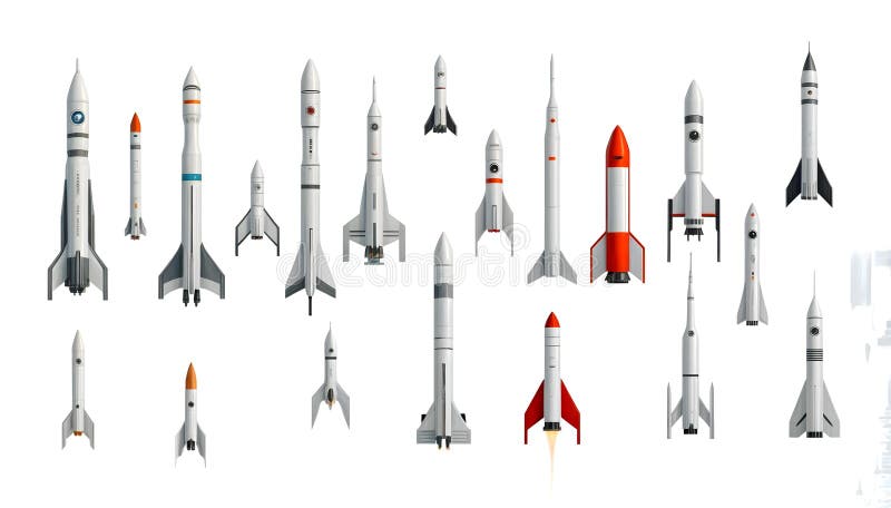 Collection of Rockets and Spacecraft Collage Stock Illustration ...