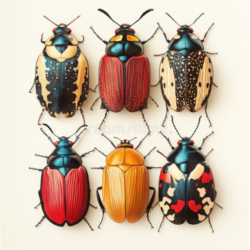 A Detailed Collection of Colorful Beetles. Stock Illustration ...