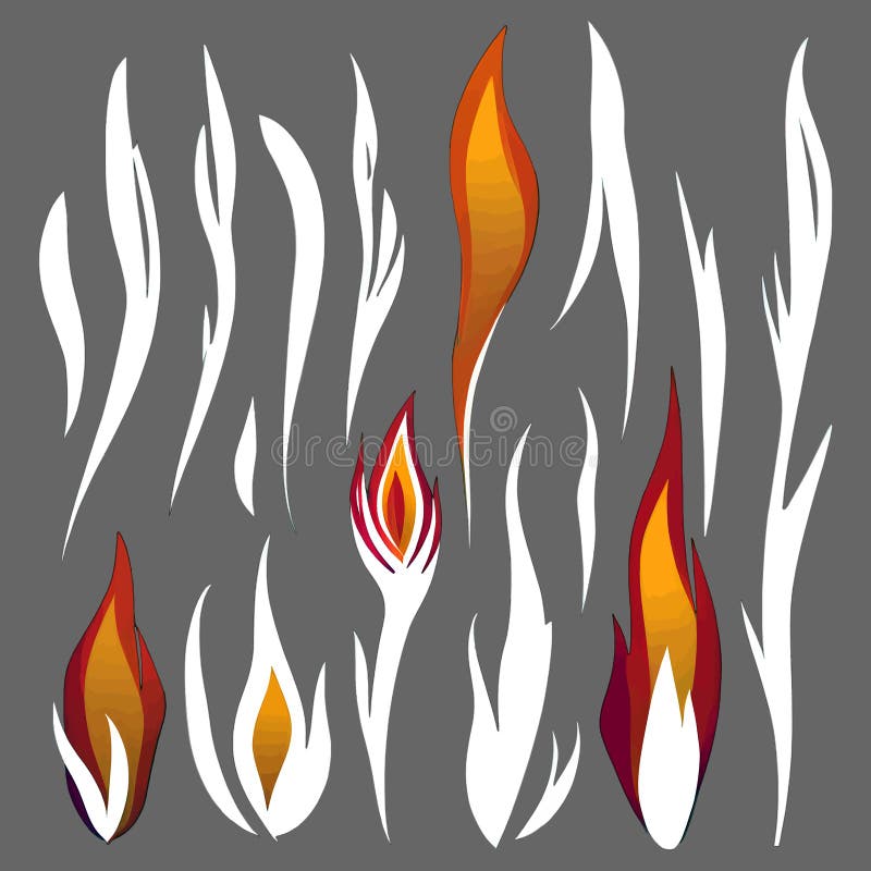 Realistic Fire Flame Set with Multiple Burning Shapes Isolated on ...