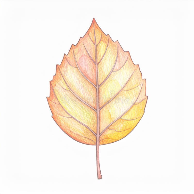Detailed Colored Pencil Drawing of an Autumn Leaf Stock Illustration ...