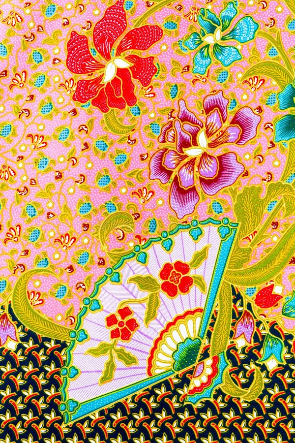 Detailed Flower Pattern of Indonesian Batik Cloth Textile Stock Image ...