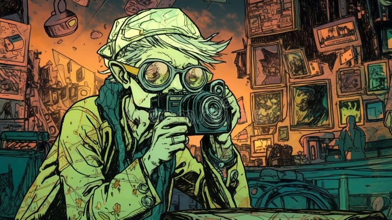 Detailed Comic-book Art of a Photographer, AI-generated Stock ...