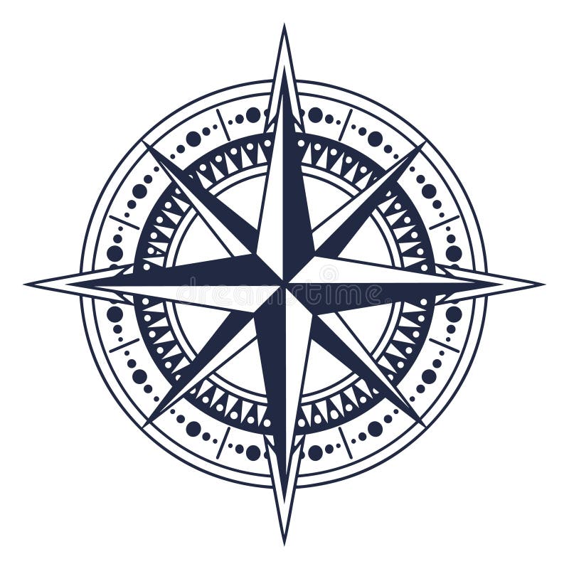 Intricate Compass Design with Star Points Stock Illustration ...