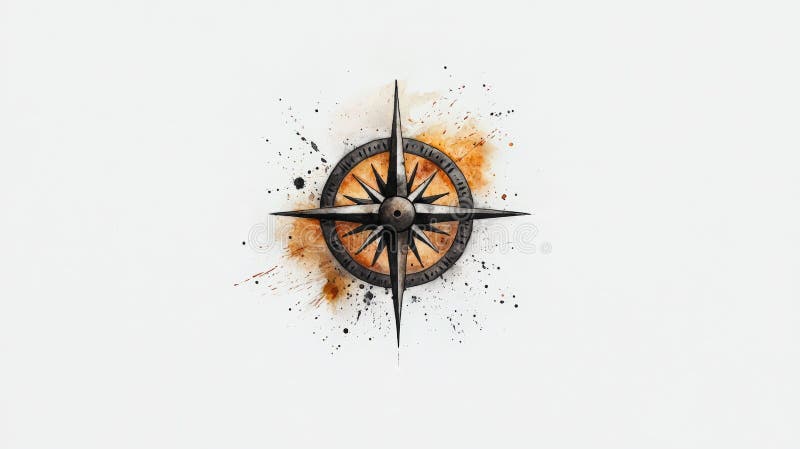 A Detailed Compass Design with a Rustic Style Featuring a Vibrant ...