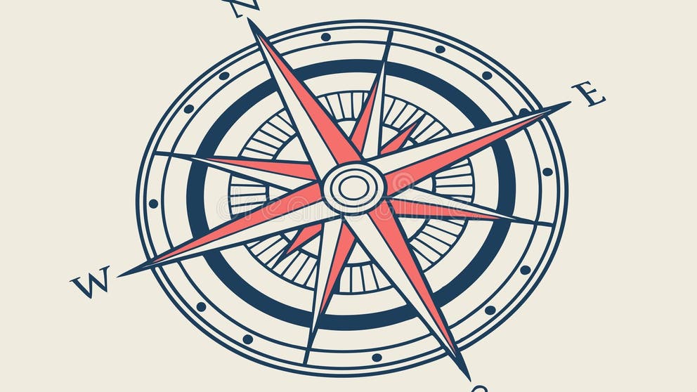 Detailed Compass Rose with Cardinal Points, Guidance and Direction ...