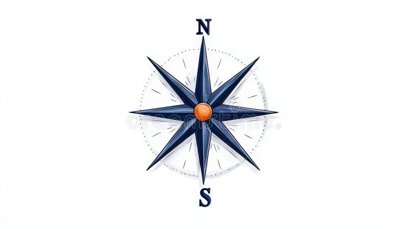 Detailed Compass Rose Graphic with Directional Indicators and Bold ...