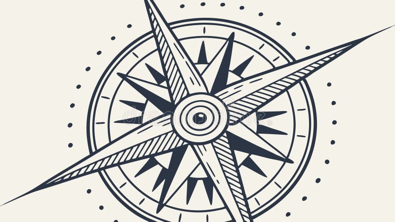 Detailed Compass Rose Navigation Outline Vector Illustration, Vector ...
