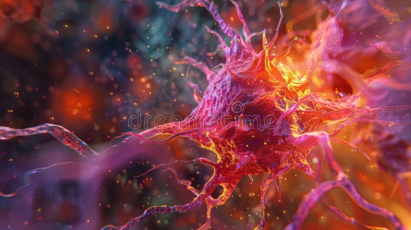 Detailed Computer Generated Image of a Cancer Cell Showcasing Its ...