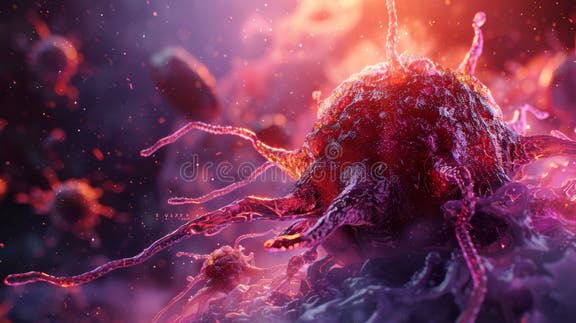 Detailed Computer Generated Image of a Cancer Cell Showcasing Its ...
