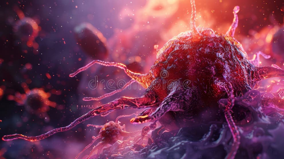 Detailed Computer Generated Image of a Cancer Cell Showcasing Its ...