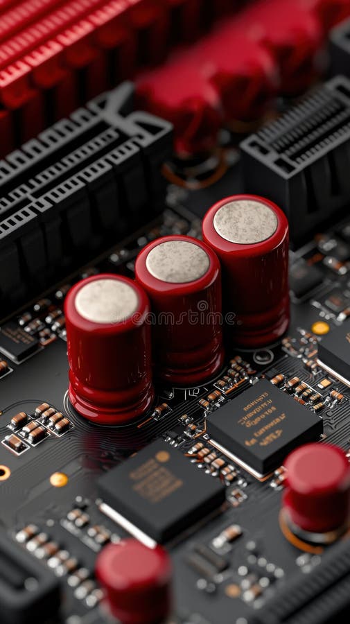 Detailed_Computer_Motherboard_White_Background Stock Illustration ...