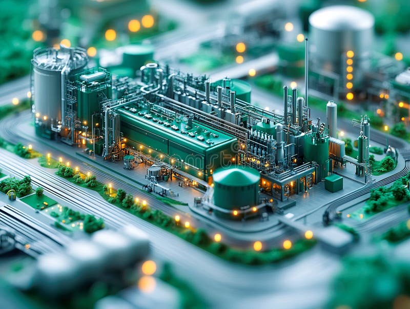 Detailed, Conceptual Illustration of an Industrial Facility Resembling ...