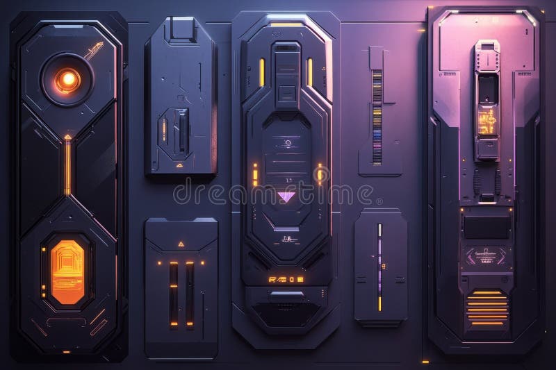 Futuristic Control Panel Design with Glowing Elements and Intricate ...