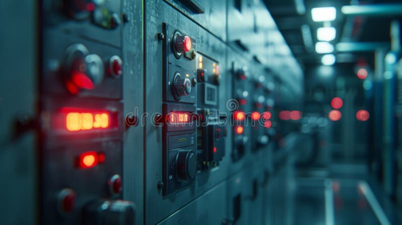 Detailed Control Switches and Emergency Buttons in a Compact Electrical ...