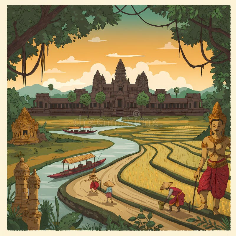 Detailed Country Illustration Design Unveiling Intricate Linework and ...