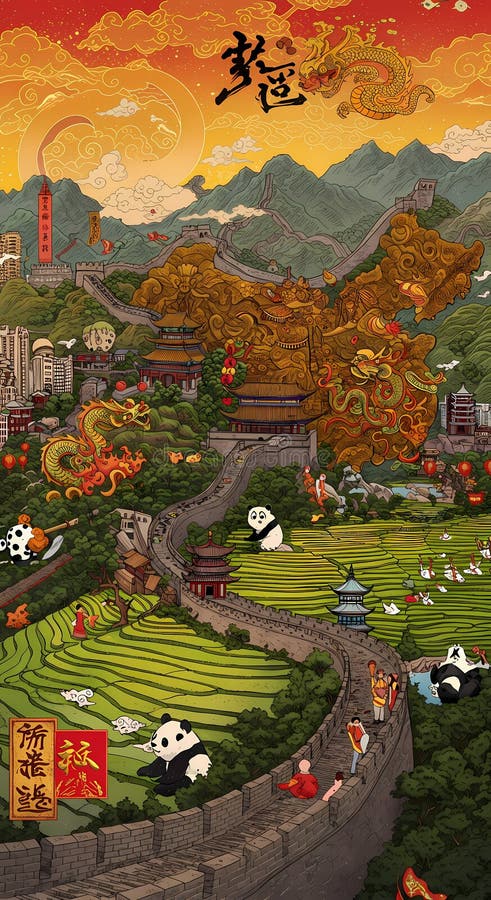 Detailed Country Illustration Design Unveiling Intricate Linework and ...