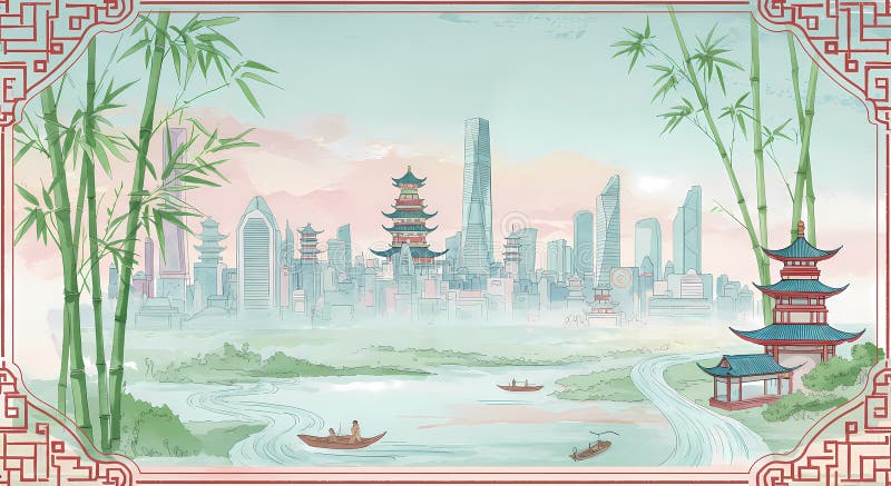 Detailed Country Illustration Design Unveiling Intricate Linework and ...