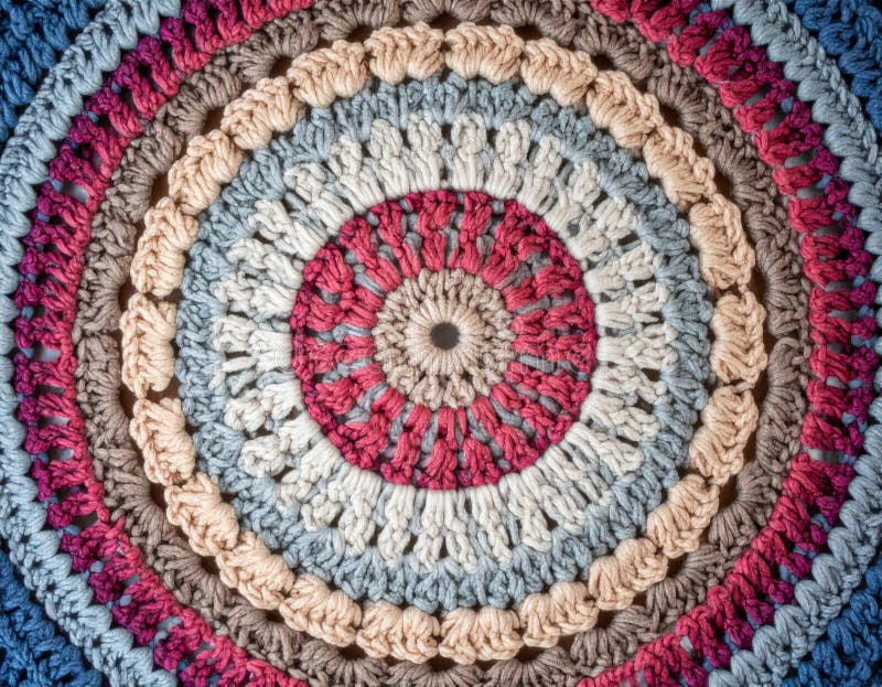 Detailed Crochet Pattern with Concentric Circles in Earth Tones and ...