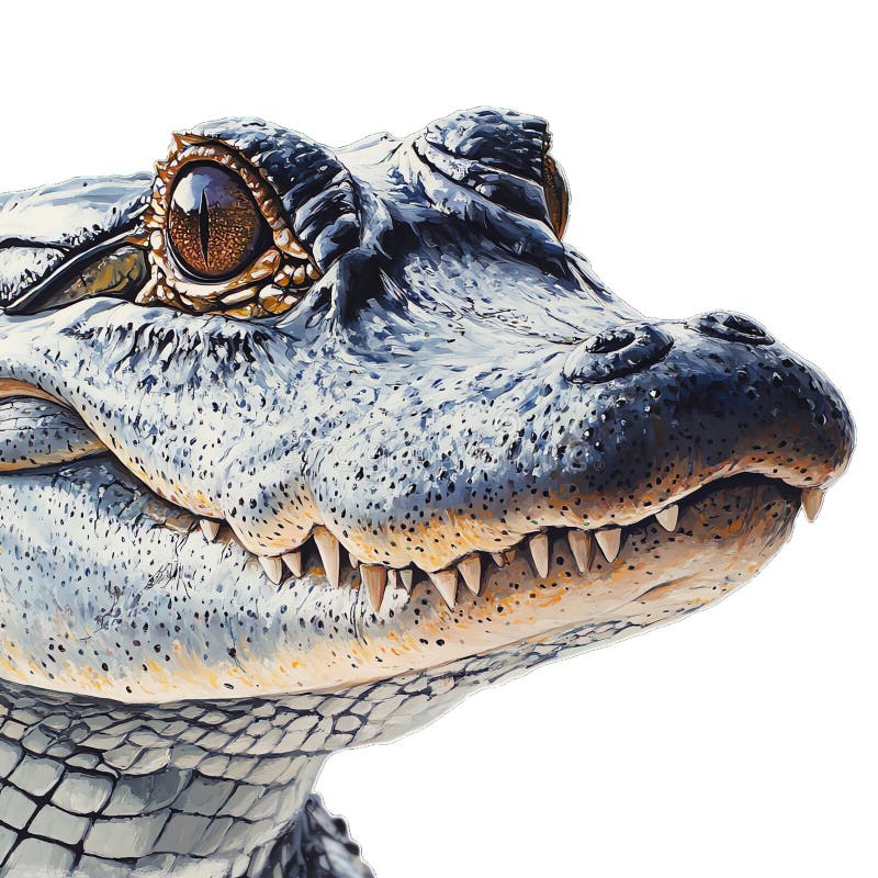 Detailed Crocodile Illustration Showcasing an Expressive Face and ...