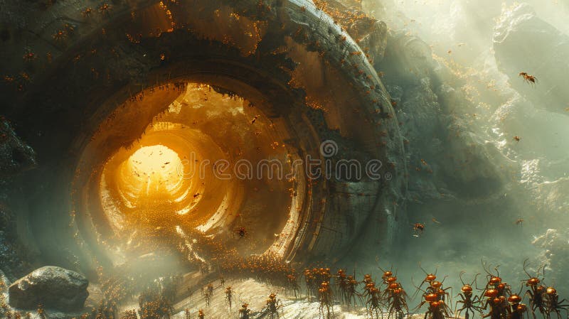 A Detailed Cross-section of an Ant Colony Stock Image - Image of insect ...