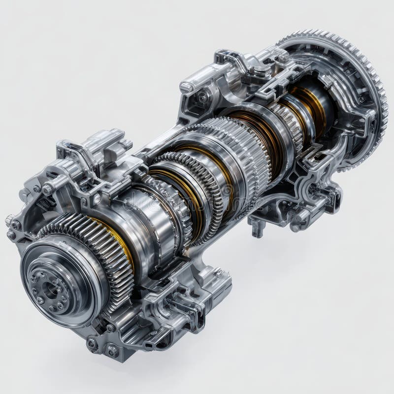 Detailed Cross-Section of Complex Mechanical Gear System Stock ...