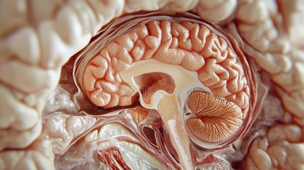 Detailed Cross Section of the Human Brain: Anatomical Structures and ...