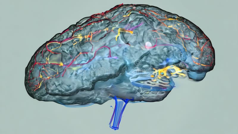 Detailed Cross-section of the Human Brain Showcasing Neural Networks ...