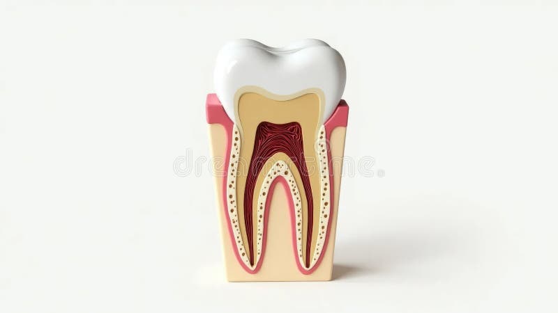 Detailed Cross-Section of Human Tooth Showing Root, Pulp, and ...