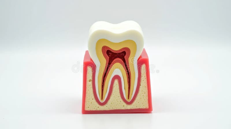Detailed Cross-Section of Human Tooth Showing Root, Pulp, and ...