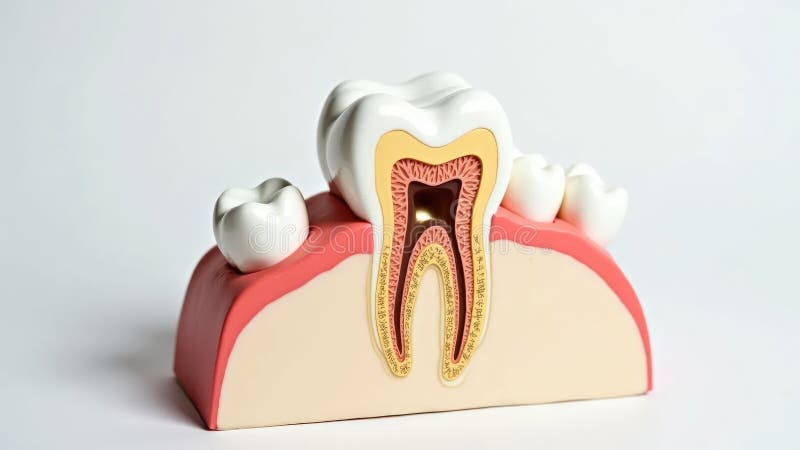 Detailed Cross-Section of Human Tooth Showing Root, Pulp, and ...