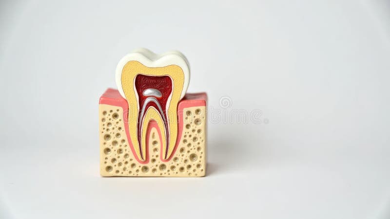 Detailed Cross-Section of Human Tooth Showing Root, Pulp, and ...