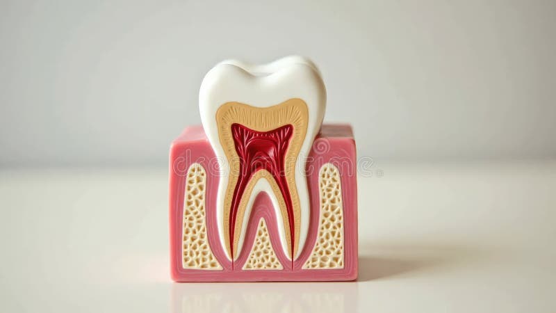 Detailed Cross-Section of Human Tooth Showing Root, Pulp, and ...