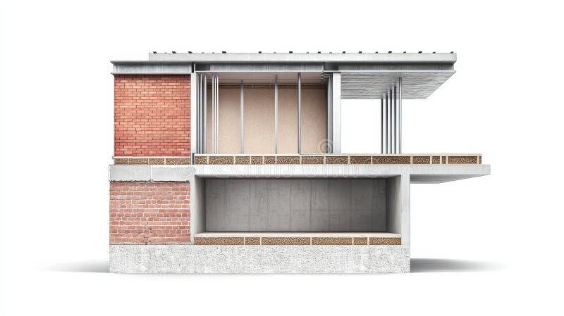Detailed Cross Section of a Load Bearing Wall in Construction Stock ...
