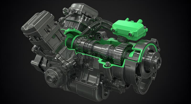 Detailed Cross-Section of a Modern Internal Combustion Engine with ...