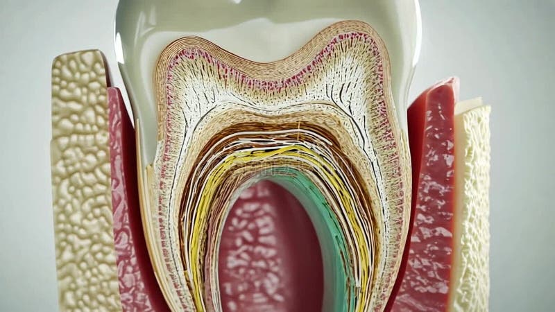 Detailed Cross-section of a Molar Showcasing Internal Structures ...
