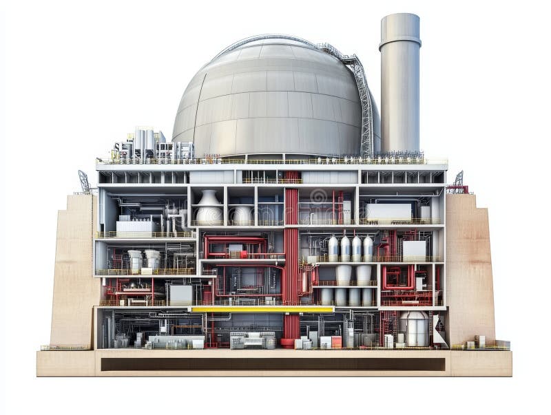 Detailed Cross-section of a Nuclear Power Plant Showcasing Its Complex ...