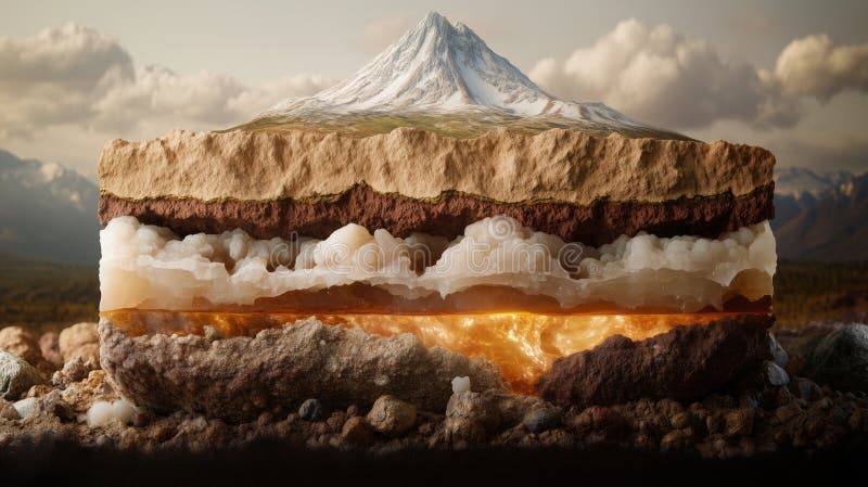 Detailed Cross-section Profile of Earth S Layers Featuring Mountain and ...